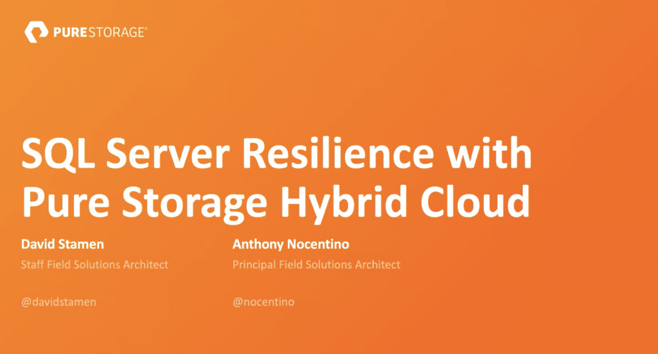 SQL Server Resilience with Pure Cloud Block Store for Hybrid Cloud ...